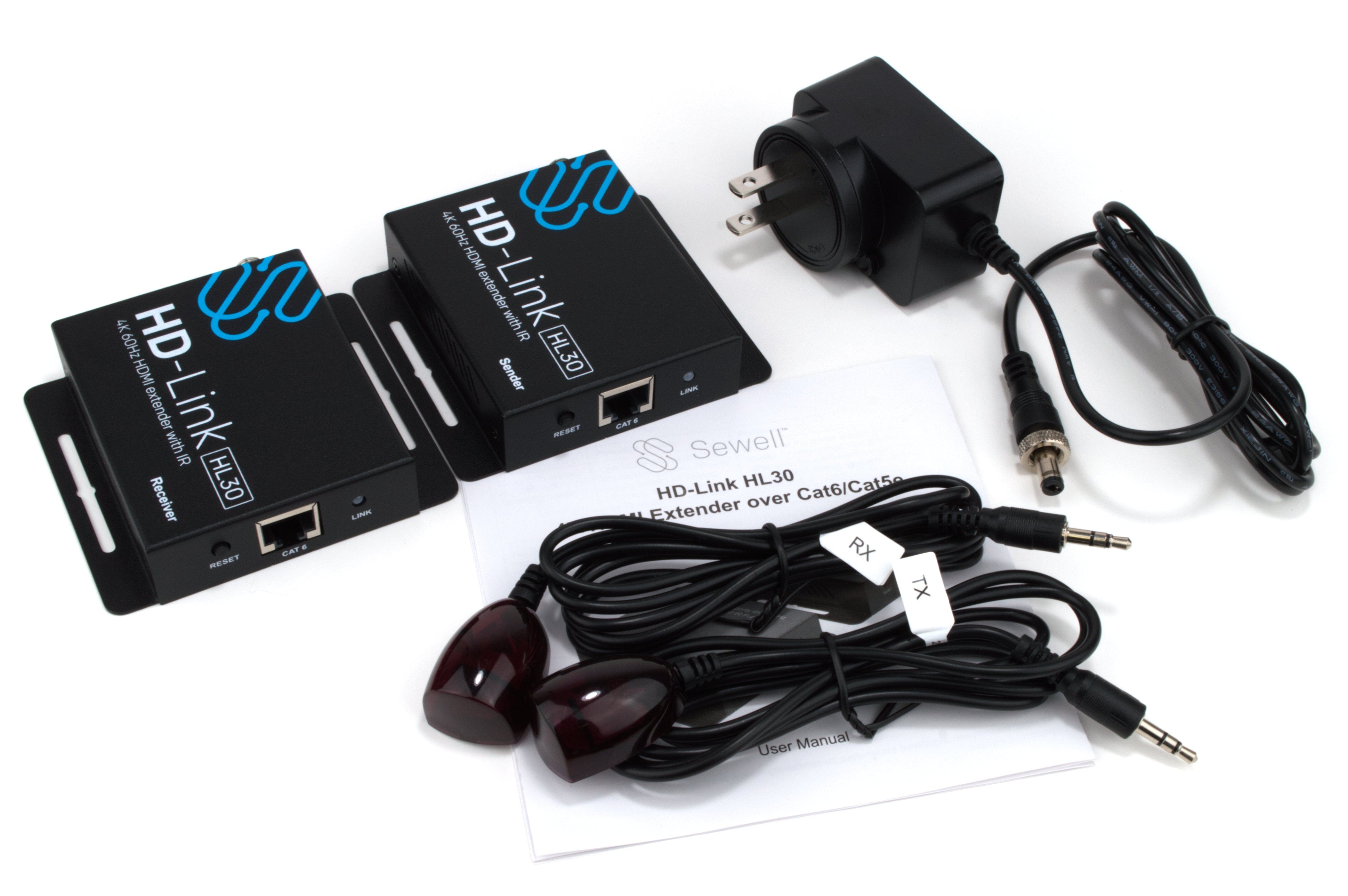 Sewell HD-Link HL30 4K HDMI Extender Over Ethernet Cat7/Cat6/Cat5e wit ...