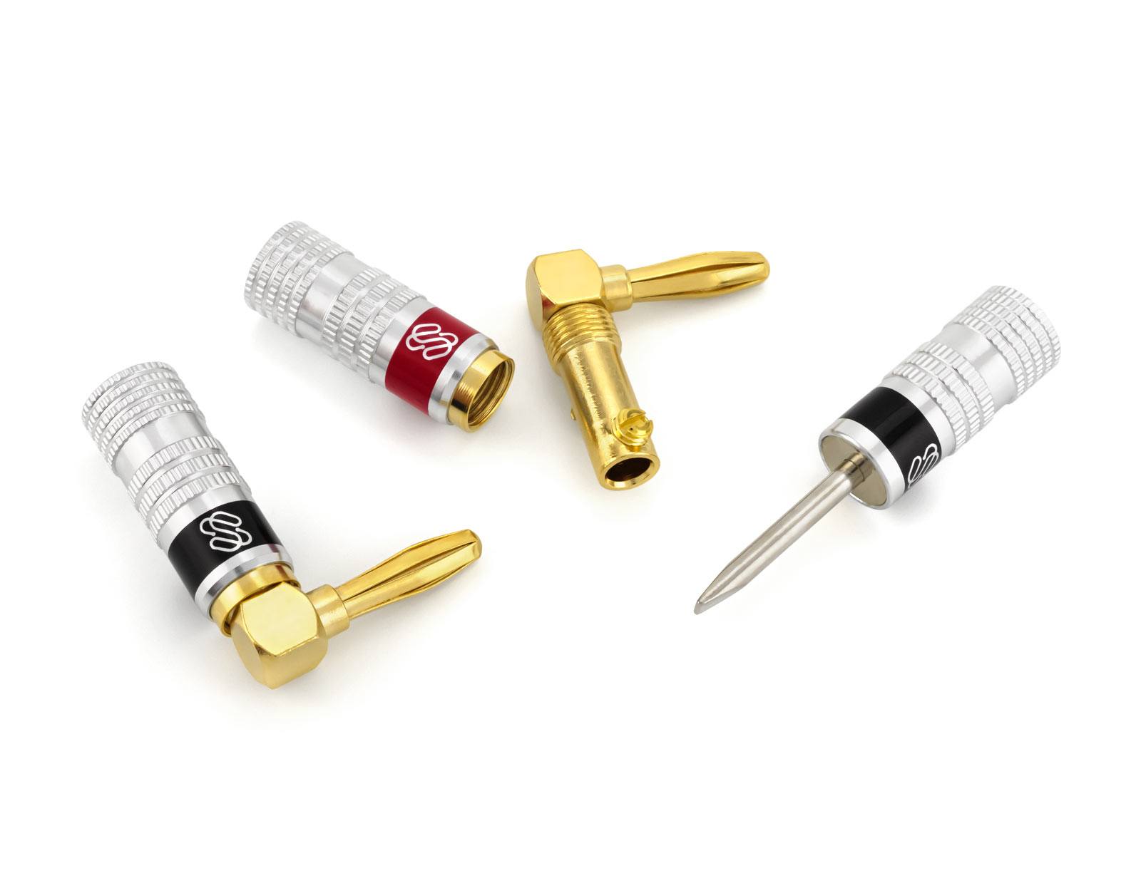 Sewell Silverback Banana Plugs with Right Angle Connectors — Sewell Direct